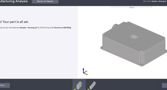 Protolabs’ new quoting platform by service line: 3D Printing